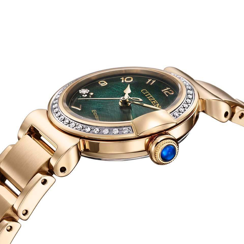 CITIZEN L ROUND Collection EM1123-62X Eco-Drive Solar Watch Gold Green ...