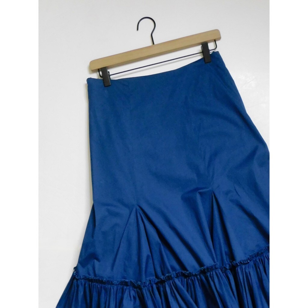 Anthropologie FEI Blue Midi Skirt Godet Pleats Victorian Prairie ...