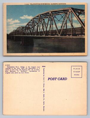 Yellowstone River Bridge Glendive Montana Postcard C-2555 Vintage Photo ...