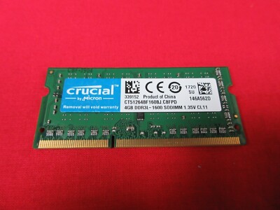 ORIGINAL CRUCIAL 4GB DDR3L-1600 S0DIMM RAM MEMORY CT51264BF160BJ | eBay
