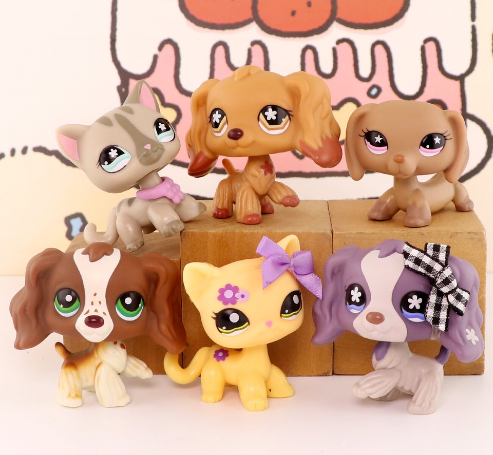 6 Lot Pet Shop LPS Cocker Spaniel 156 1209 575 Cat 1962 468 Dachshund ...