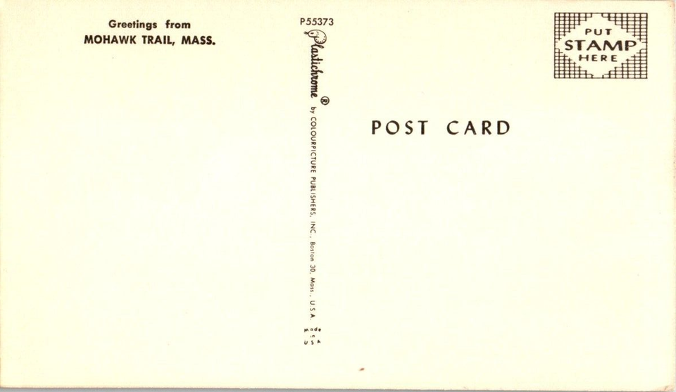 Unposted Post Card Greetings Card From Mohawk Trails Massachusetts | eBay
