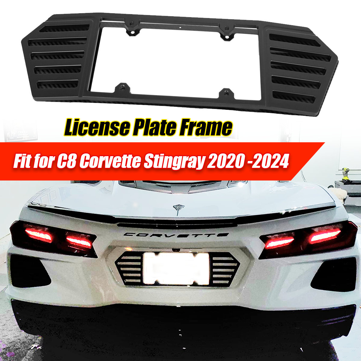 Rear License Plate Filler Frame Fit For 2020-2024 Corvette C8 Carbon ...