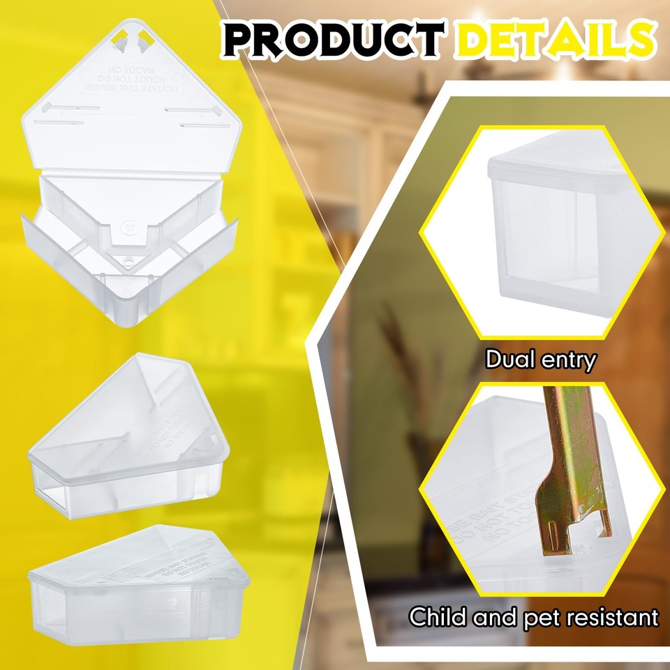 Qualirey 24 Pcs Mice Station with Key Triangle Bait Translucent | eBay UK