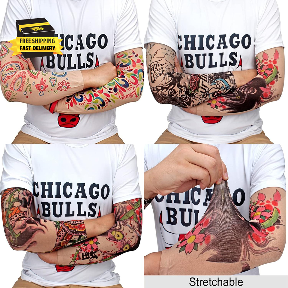 Tattoo Sleeves for Men, 6Pcs Arm Sleeves Fake Tattoos Sleeves to Cover ...