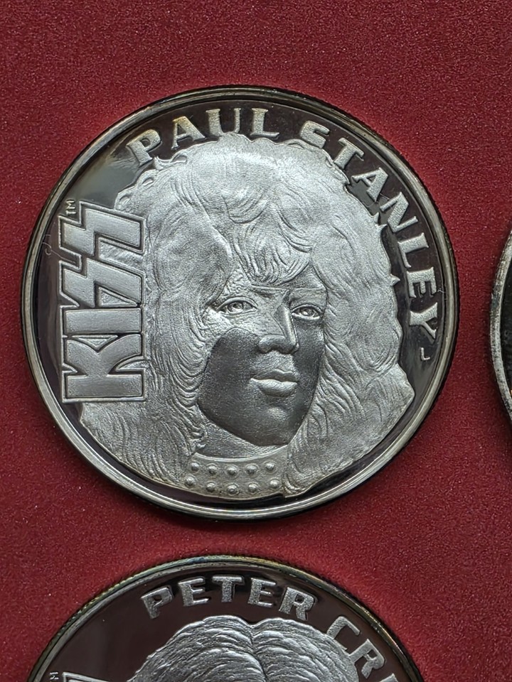 KISS 96-97 WORLD TOUR 4 COIN SILVER SET .999 SIMMONS ACE STANLEY CRISS ...