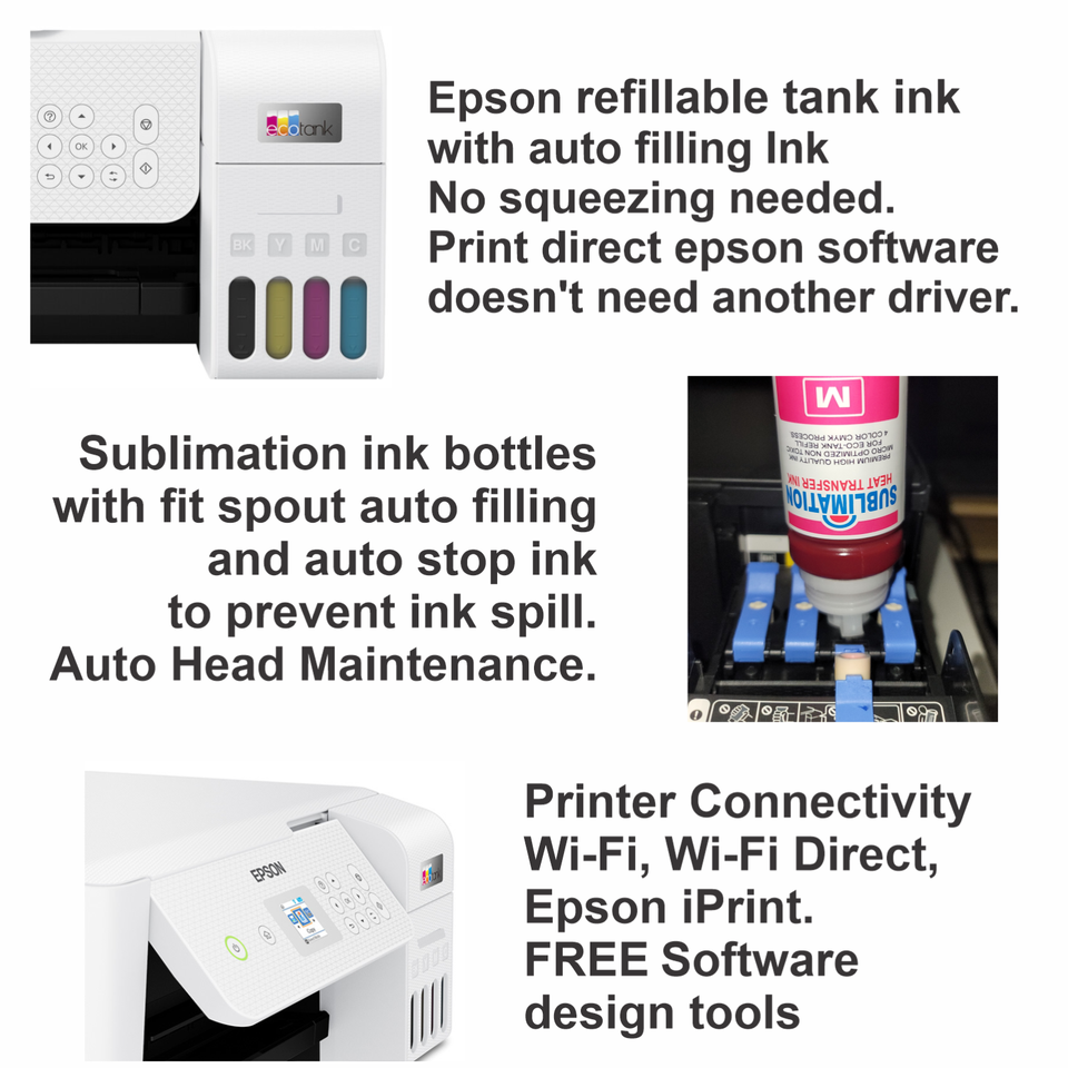 Epson Printer with Sublimation Ink plus Subli-DTF T-shirt Maker Start ...