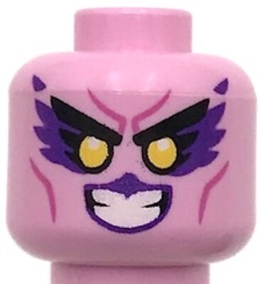 Lego New Bright Pink Minifigure Head Alien Black Eyebrows Dark Purple ...