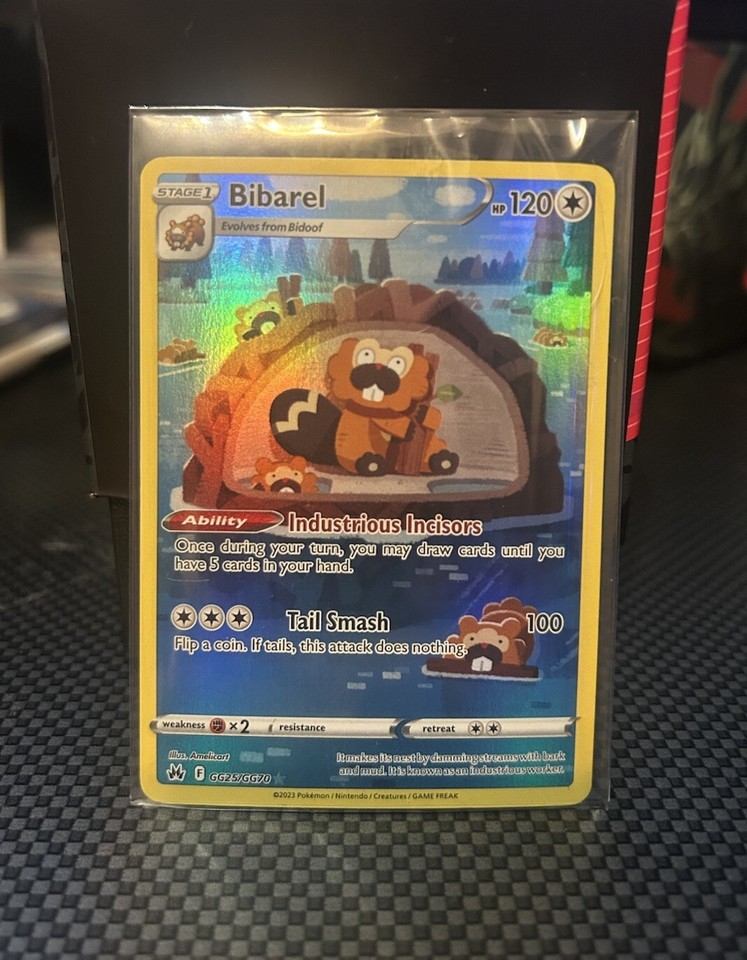 Bibarel Pokemon Crown Zenith Galarian Gallery GG25/GG70 Full Art Holo ...