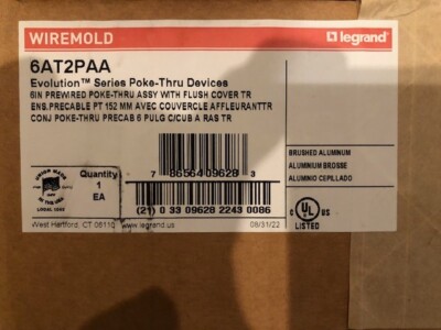 LEGRAND WIREMOLD EVOLUTION 6AT2PAA Poke-Thru Device 6”Prewired NEW IN ...