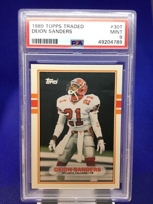 1989 Topps Traded 30T Deion Sanders Rookie Card PSA 9 MINT. Sharp ...
