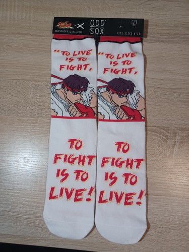 ODDSOX Street Fighter Ryu Animated White and Red Crew Socks 6-13 NEW | eBay