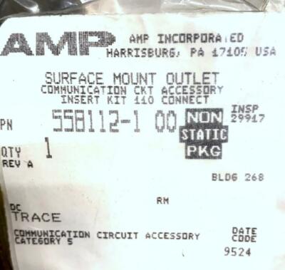 New AMP 558112-1 00 Comm. Circuit Accessory Surface Mount Outlet (10 ...