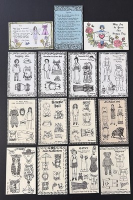 Vintage Kay Stamps Postcards (15) Cute Paper Dolls and Toys, Hand Drawn ...