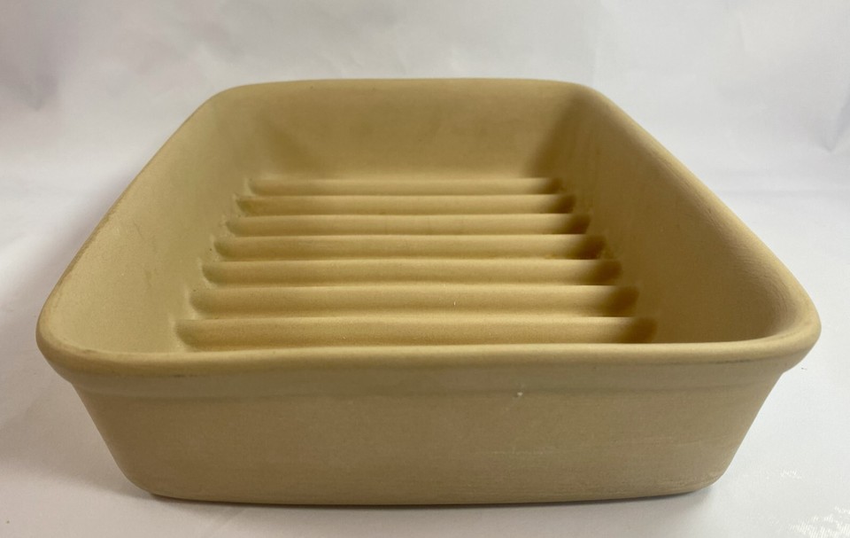 PAMPERED CHEF 9"X 6.75" X 1.75" #5152 RIDGED STONEWARE BACON MEATLOAF ...