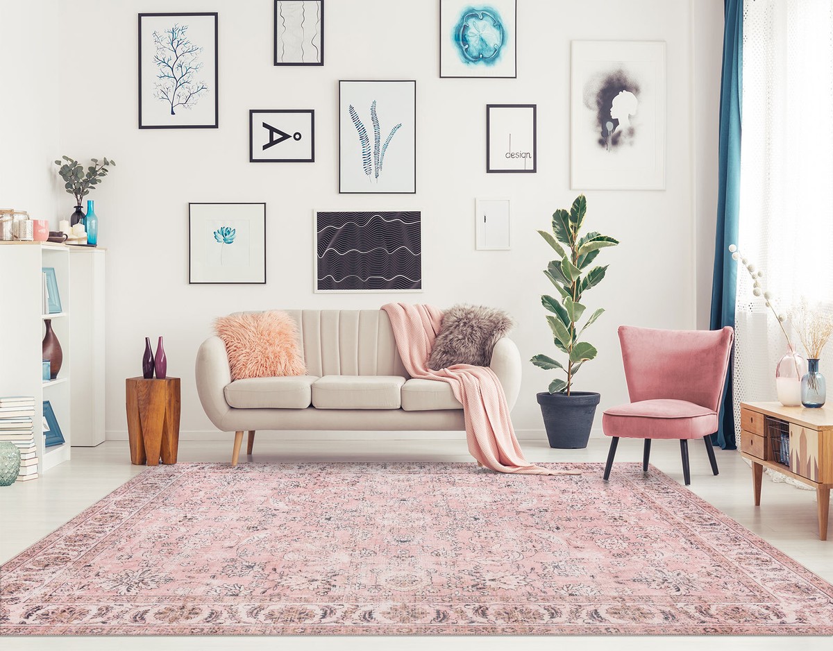 Blue Sofa Pink Rug | Cabinets Matttroy