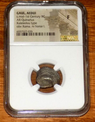 NGC F GAUL AEDUI 1st Century BC AR Quinarius Kaletedou Ancient Celtic ...