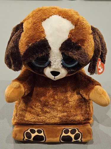 TY PEEK A BOOS 11" PUPS DOG LARGE PLUSH TABLET HOLDER - !!!BRAND NEW W ...