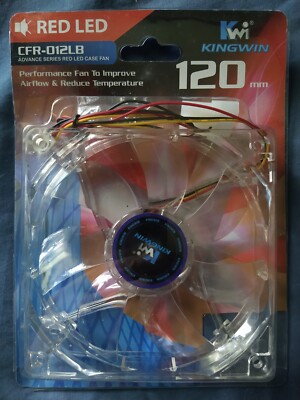 Kingwin CFR-012LB 120 x 120 mm Long Life Bearing Red LED Case Fan NOS ...