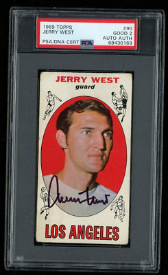 Jerry West Signed 1969-70 Topps Card PSA 2 CENTERED HOF Auto Signed ...
