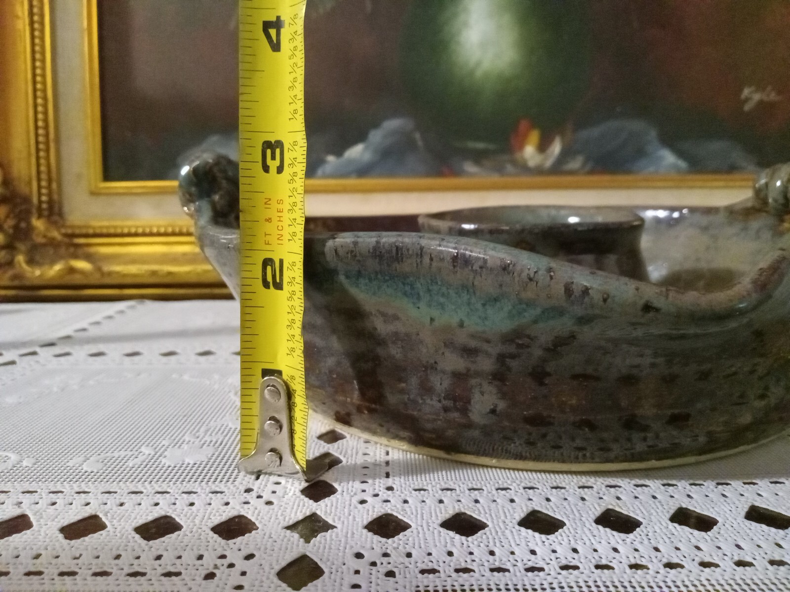 Ornate Multicolor Hand Turned Stover Pottery Chicken Roaster/Bacon ...