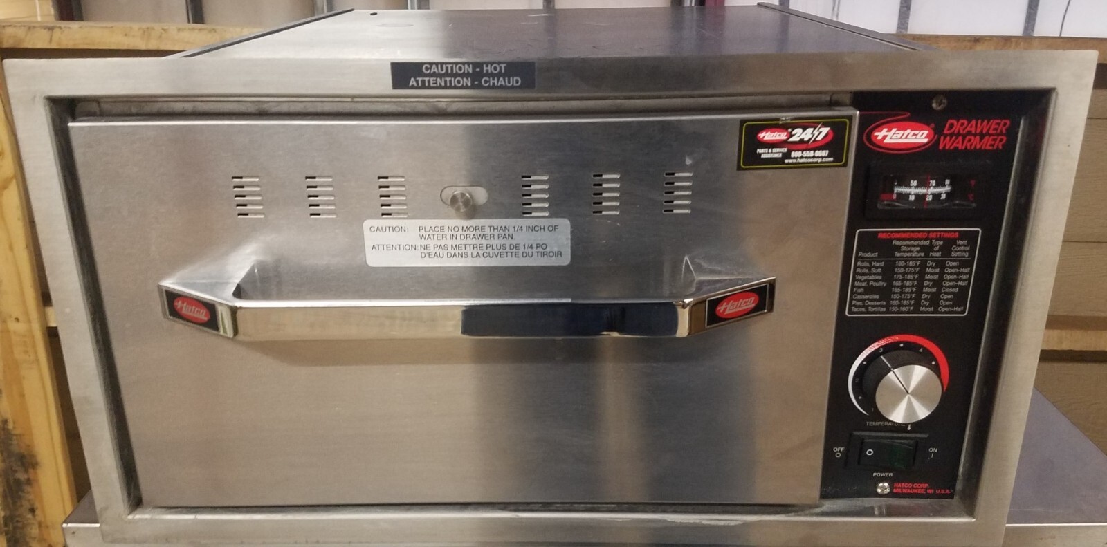 HATCO HDW-1BN BUILT IN NARROW ONE DRAWER WARMER, 120V, 450W DEMO UNIT ...