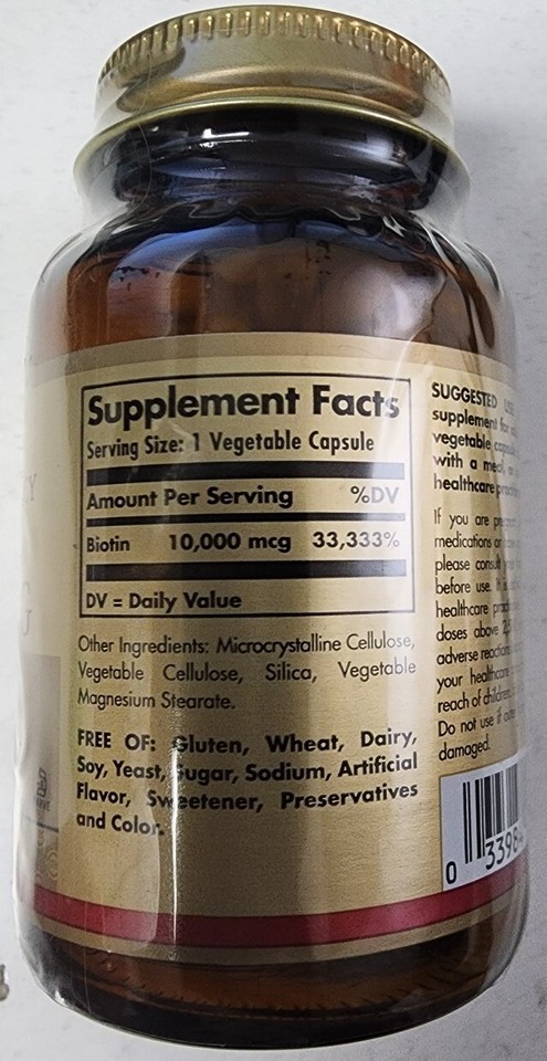 Solgar Super High Potency Biotin 10,000 mcg 60 Vegetable Capsules EXP ...