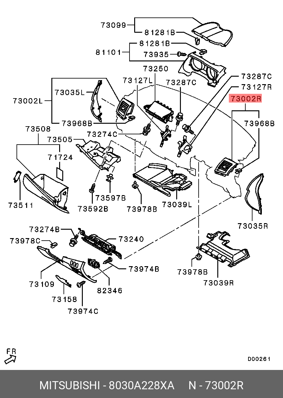 Genuine OE Air OutletInst Pnl Sid 8030A228XA for Mitsubishi 8030A-228XA ...