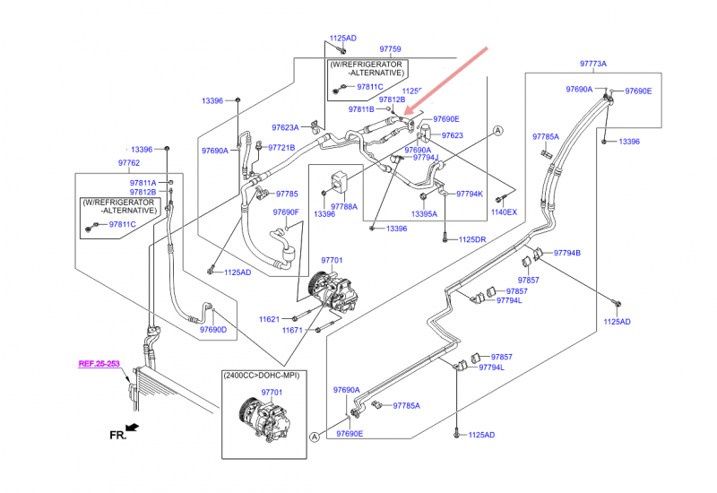 Genuine 977612W001 Front AC PIPE & TUBE For HYUNDAI Santa Fe Sport 2013 ...