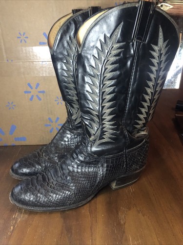 Tony Lama Boots Men's Size 11 Western Boot Black Python Snakeskin For ...