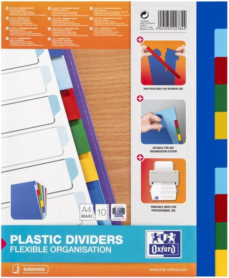Elba, File Dividers A4, 10 Part, Plastic, Assorted, 1 Sets | eBay