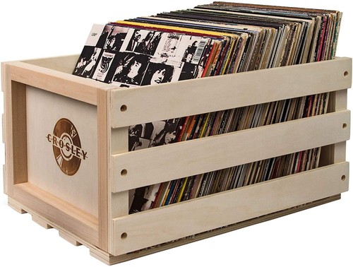 Record Storage Crate for 75 Vinyl Albums, Natural Finish, Durable and ...