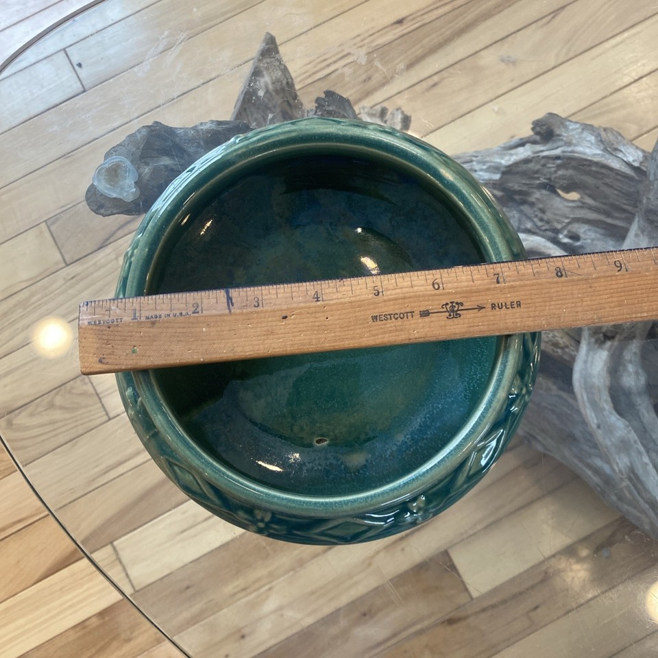 Beautiful Vintage Green Pottery Low Bowl / Planter - Shawnee Style | eBay