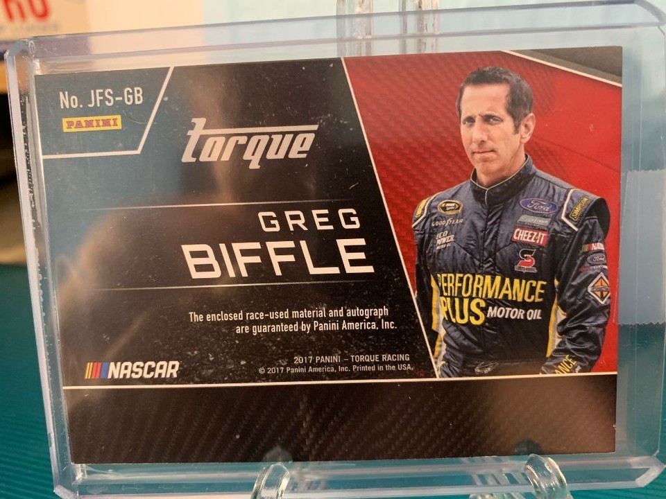 Greg Biffle 2018 Panini Torque NASCAR Auto Racing FIRESUIT AUTO RELIC ...