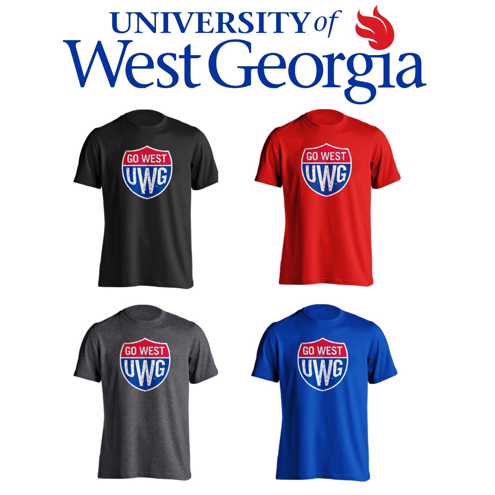 University of West Georgia Wolves UWG Distressed Shield Logo SS T-Shirt ...