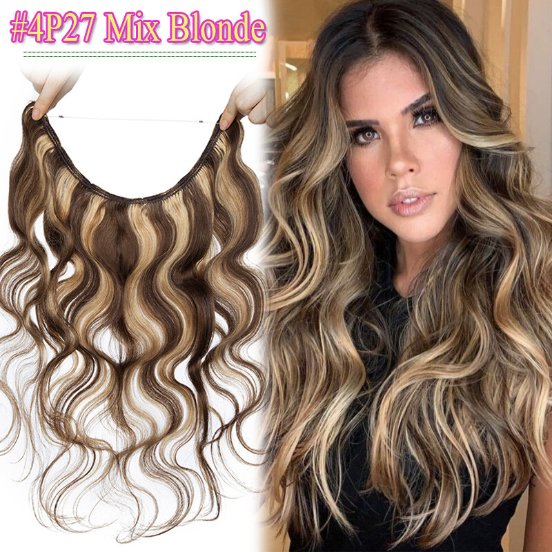 Balayage Line Weft Wire In Human Remy Hair Extensions Headband WAVY One ...