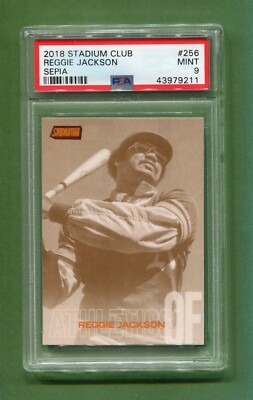 REGGIE JACKSON YANKEES 2018 STADIUM CLUB SEPIA BASEBALL CARD #256 PSA 9 ...