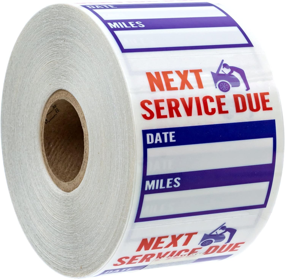 Oil Change Service Reminder Stickers / 500 Red Clear Blue Next Service ...
