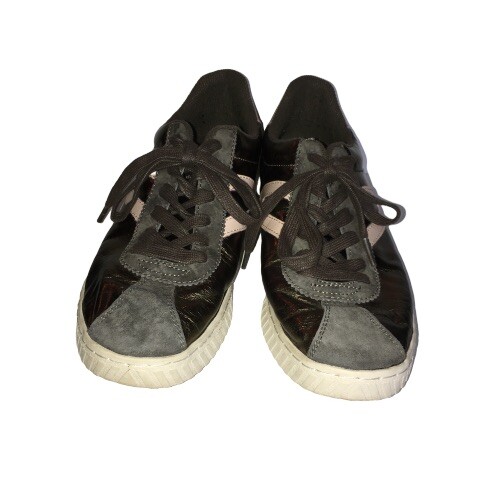 Tretorn WT Callies Metallic Green Sneakers 9.5 Gray Suede Lace Up | eBay