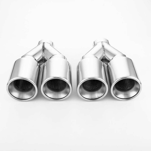 Pair Quad 3.5" Resonated Out Straight Cut Exhaust Tips 2.25" In ...