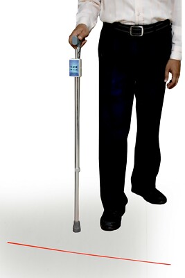 laser cane with audio step counter & inactivity timer for parkinson's ...