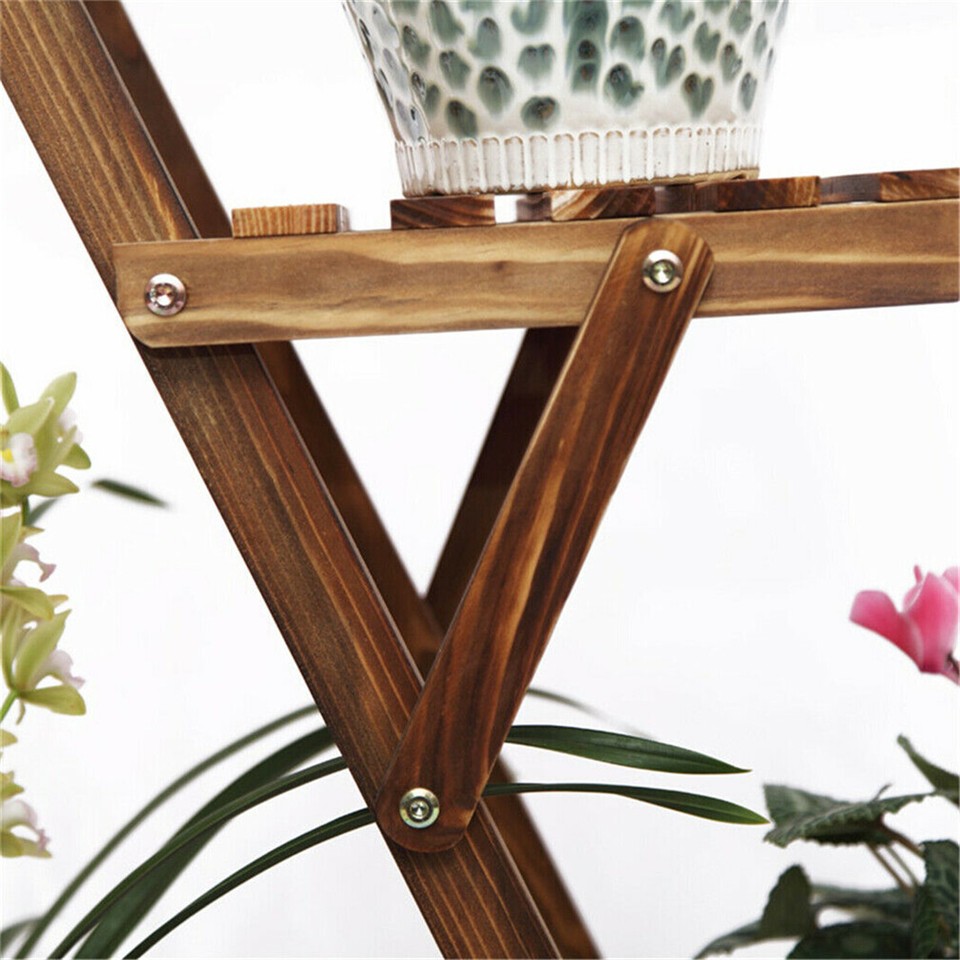 Heavy Duty Triangle Wood Plant Flower Succulent Pots Stand Display ...