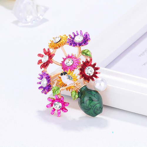 1Pc Enamel Rhinestone Flower Brooches For Weddings Banquet Party Brooch ...