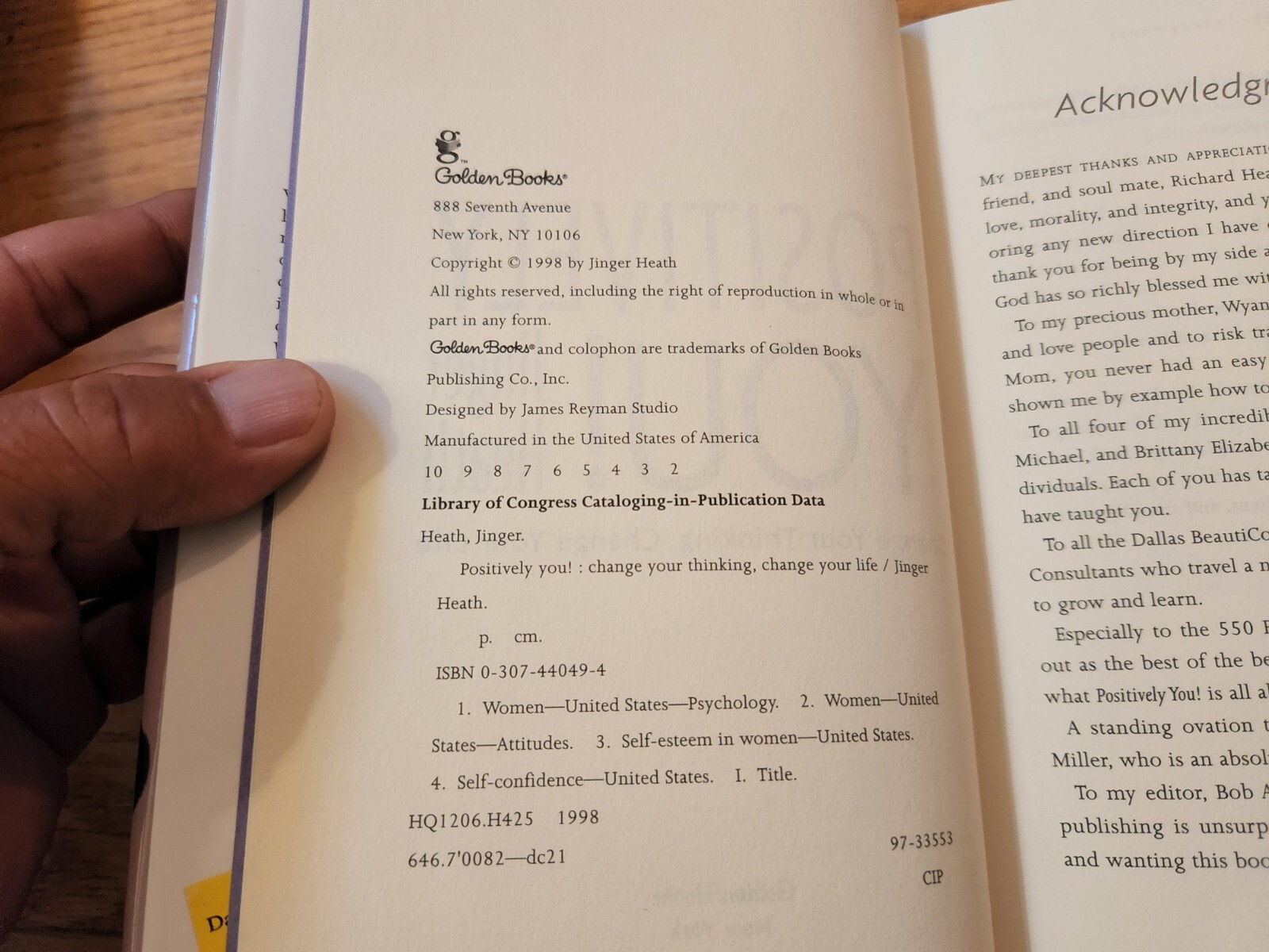 Jinger Heath SIGNED Positively You! Change Thinking Life 1998 First ...