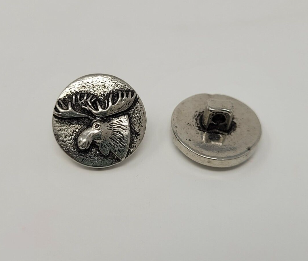 12 pcs Moose Head Antique Silver Molded Plastic Craft Sewing Buttons ...