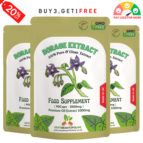 STARFLOWER OIL (BORAGE OIL) Capsules, 1000mg-HIGH IN GLA Skin ...