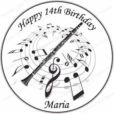 Personalised Clarinet Music Notes Edible Icing Birthday Party Cake ...