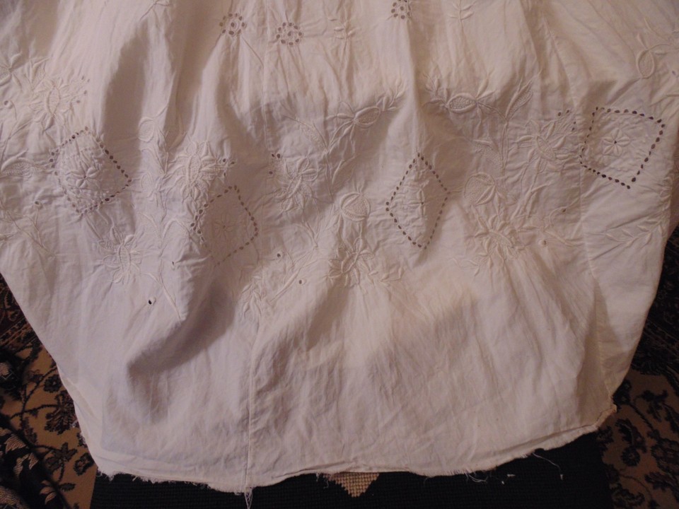 Edwardian Hand Stitched Embroidery Buttonhole Cotton Unfinished Dress ...