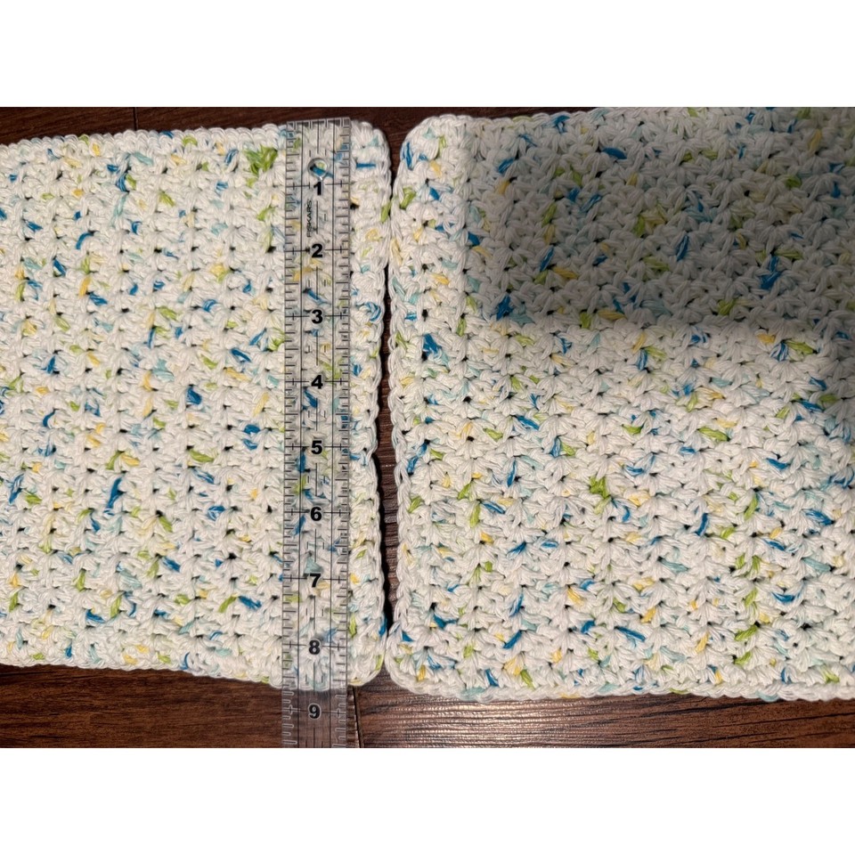 Hand Crocheted Dish Towels Set of 2 Kitchen Towels Multi Color Specks ...