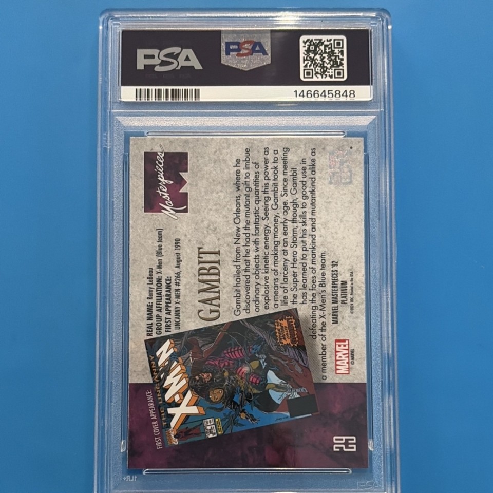 Marvel Masterpieces Gambit #29 2024 PSA 10 '92 Platinum Non-Sport ...